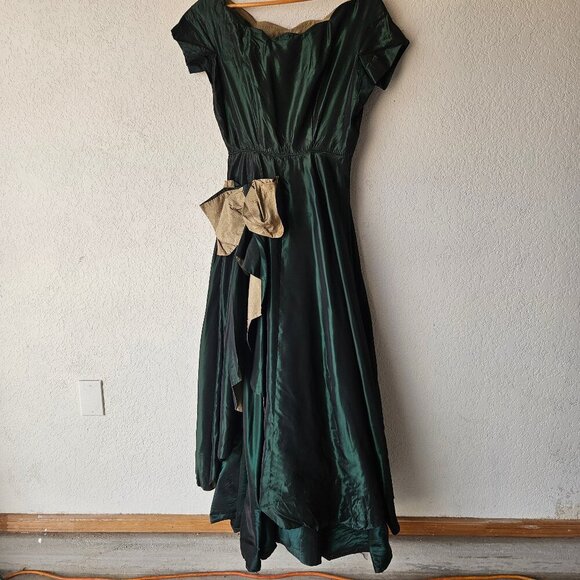 Vintage | Dresses | Vintage 4s 50s Forest Green Maxi Ball Gown Dress ...